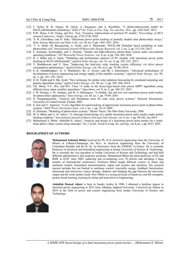 A Simscape Based Design Of A Dual Maximum Power Point Tracker Of A Stand Alone Photovoltaic