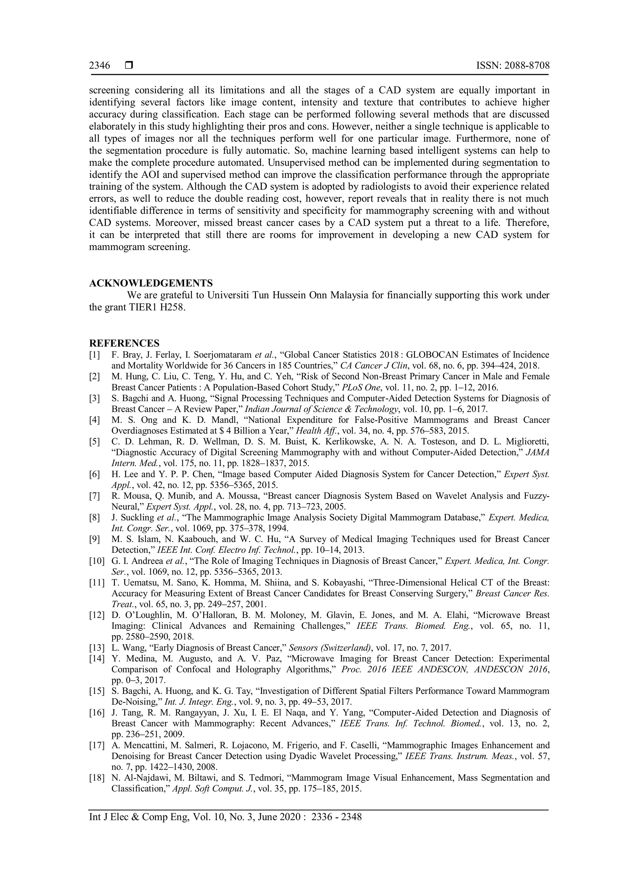Image processing and machine learning techniques used in computer-aided detection system for ...