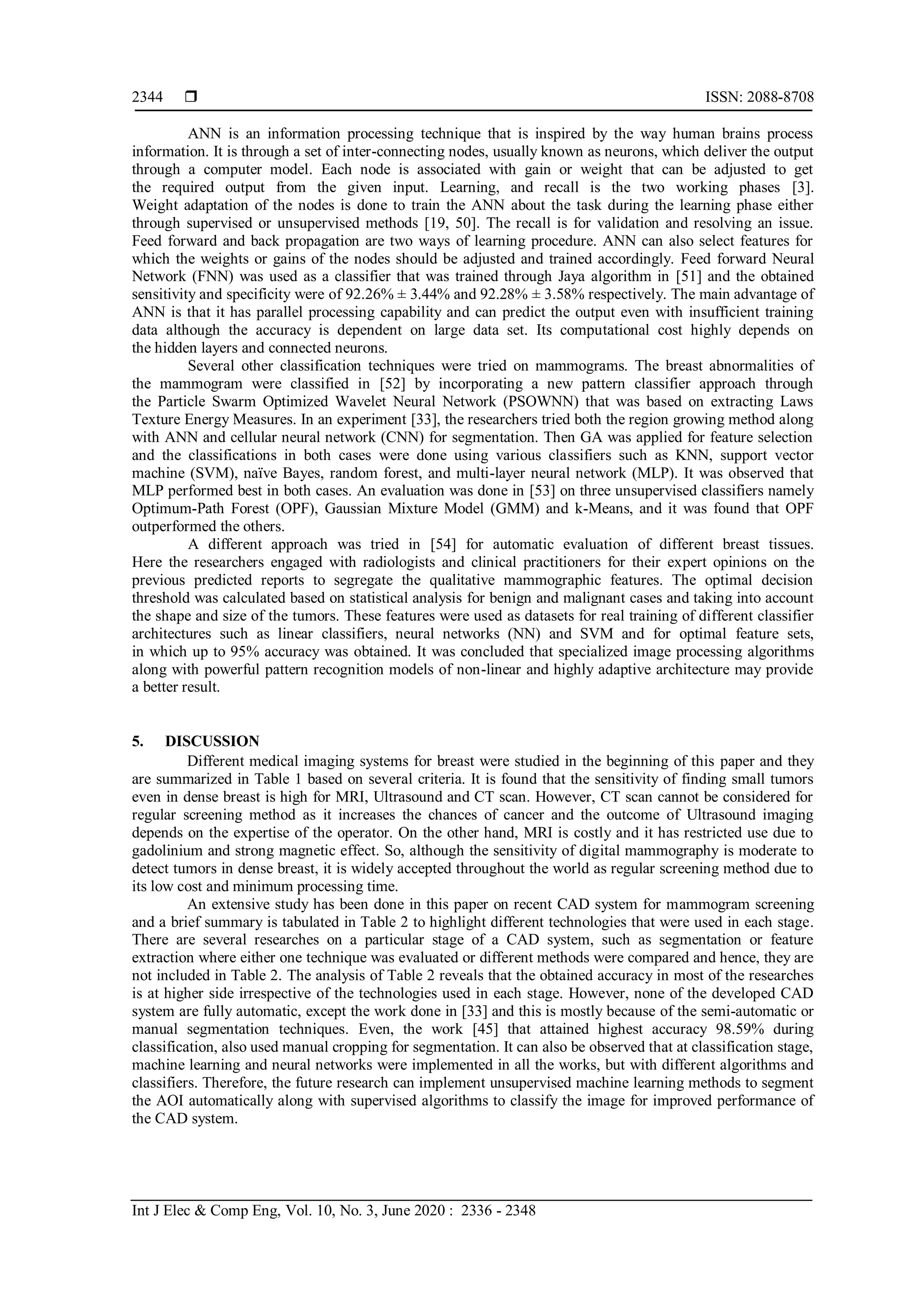 Image processing and machine learning techniques used in computer-aided detection system for ...
