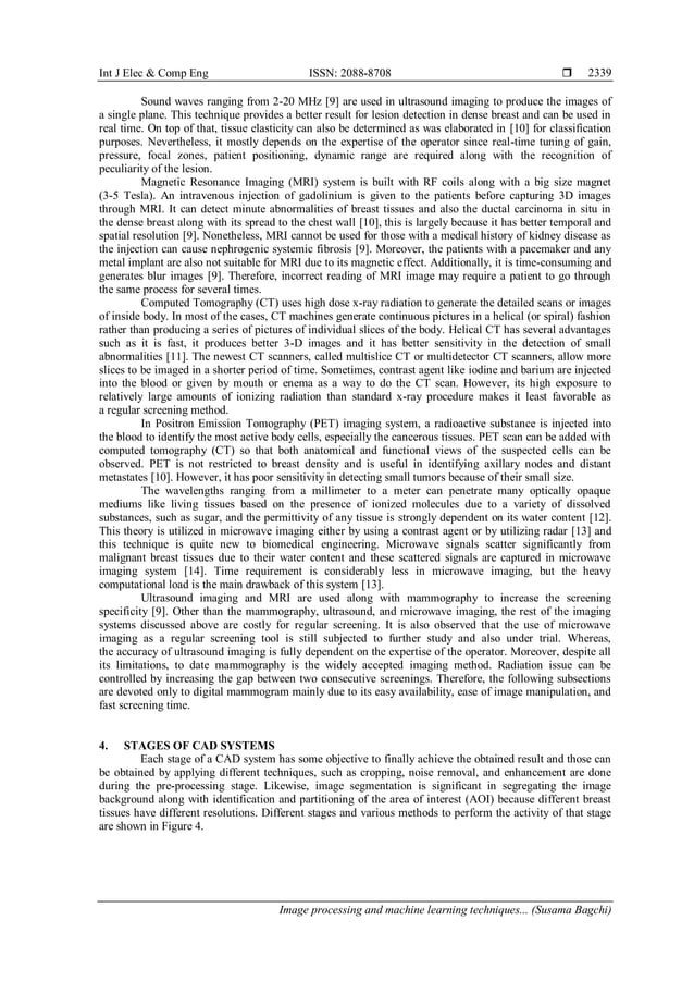 Image processing and machine learning techniques used in computer-aided detection system for ...