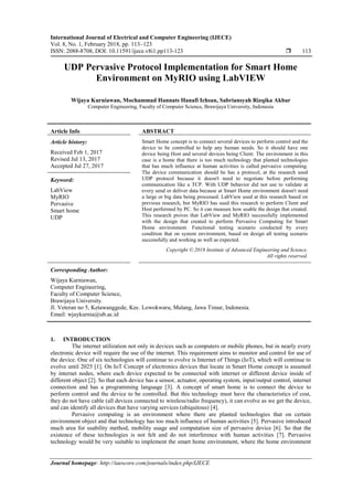 UDP Pervasive Protocol Implementation for Smart Home Environment on MyRIO using LabVIEW | PDF