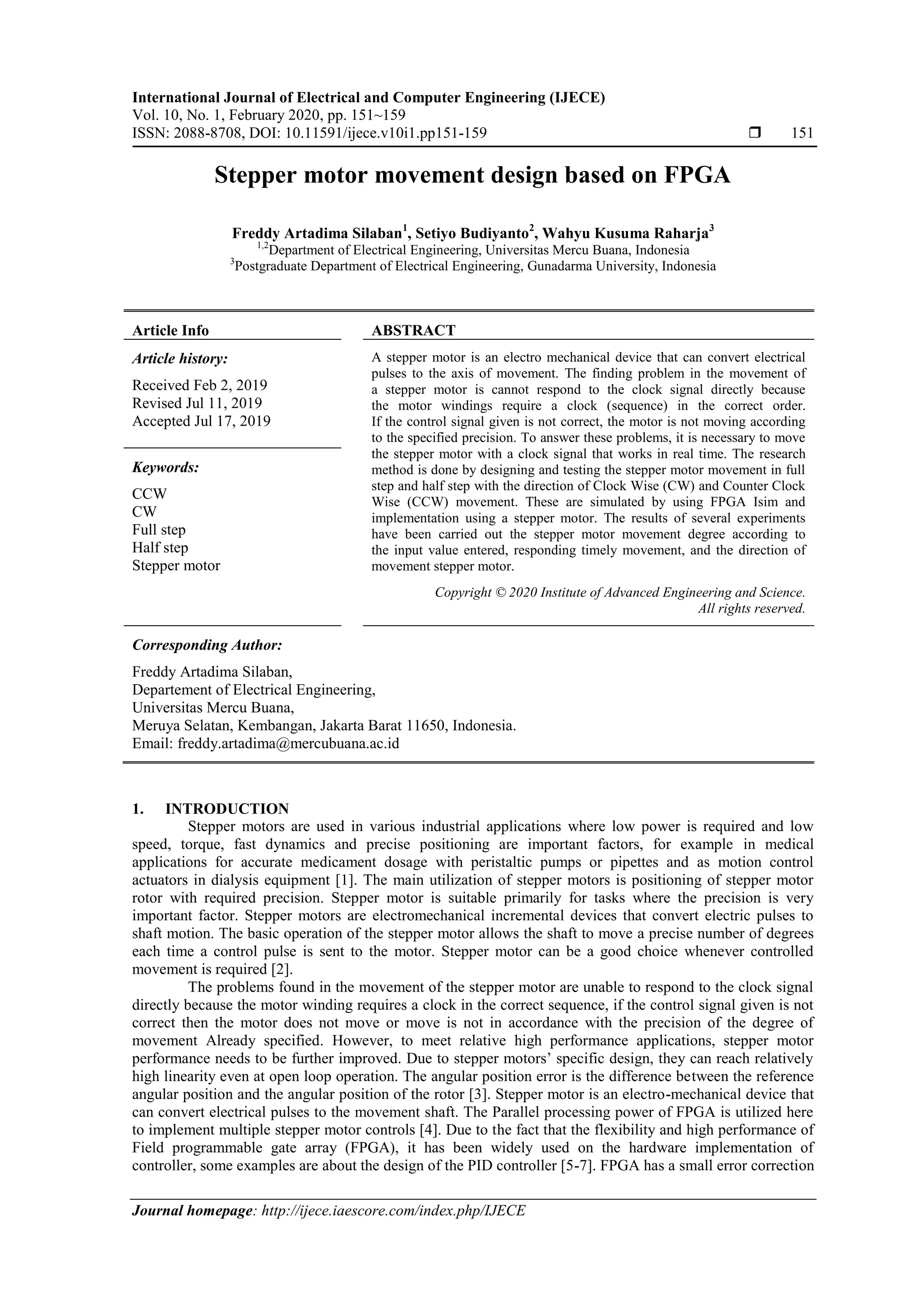Stepper Motor Movement Design Based On Fpga Pdf