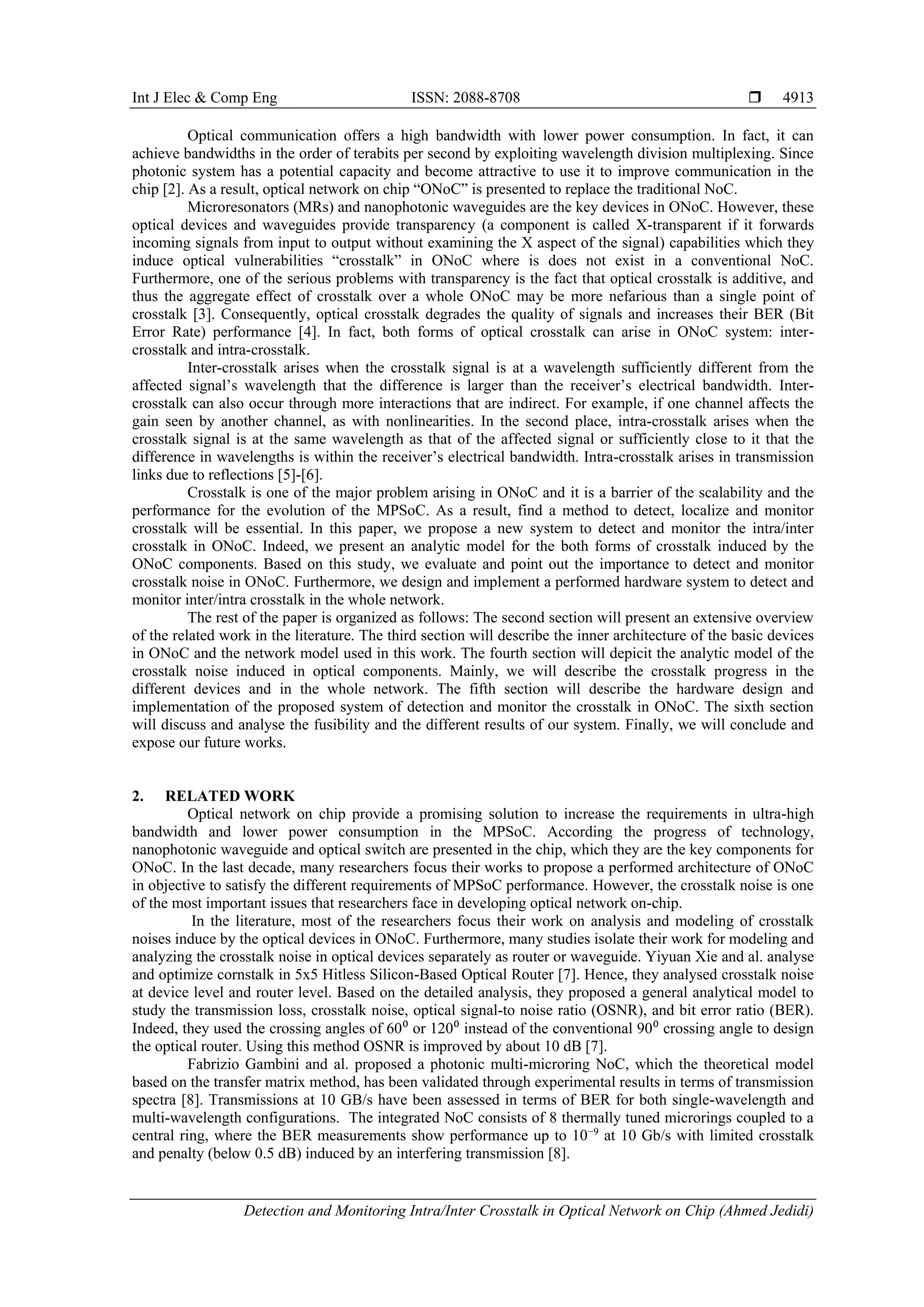 Detection and Monitoring Intra/Inter Crosstalk in Optical Network on ...
