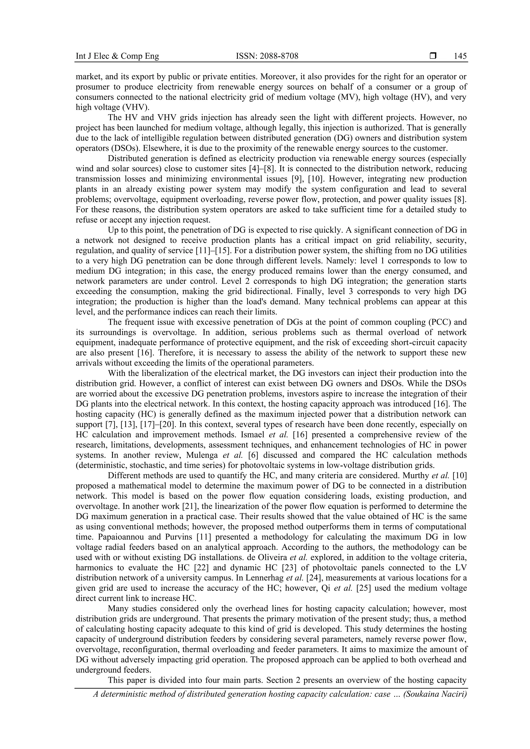 A deterministic method of distributed generation hosting capacity ...