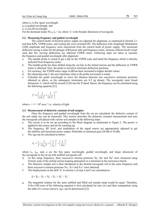 Moisture content investigation in the soil samples using microwave dielectric constant ...