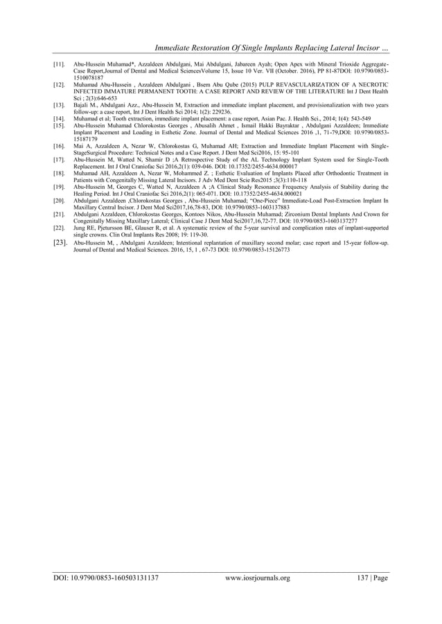 Immediate Restoration of Single Implants Replacing Lateral Incisor ...