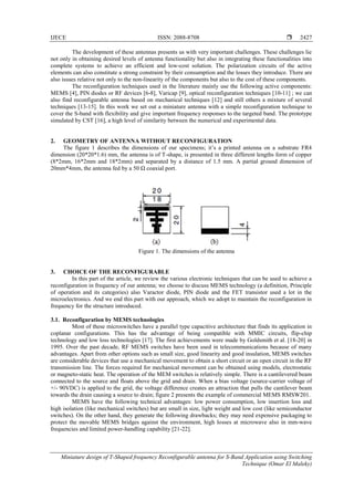 Miniature design of T-Shaped frequency Reconfigurable antenna for S-Band Application using ...
