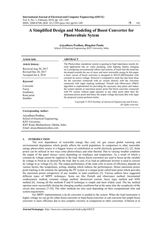 A Simplified Design and Modeling of Boost Converter for Photovoltaic ...