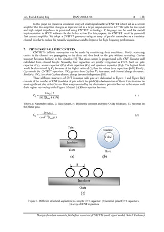 Design of carbon nanotube field effect transistor (CNTFET) small signal ...