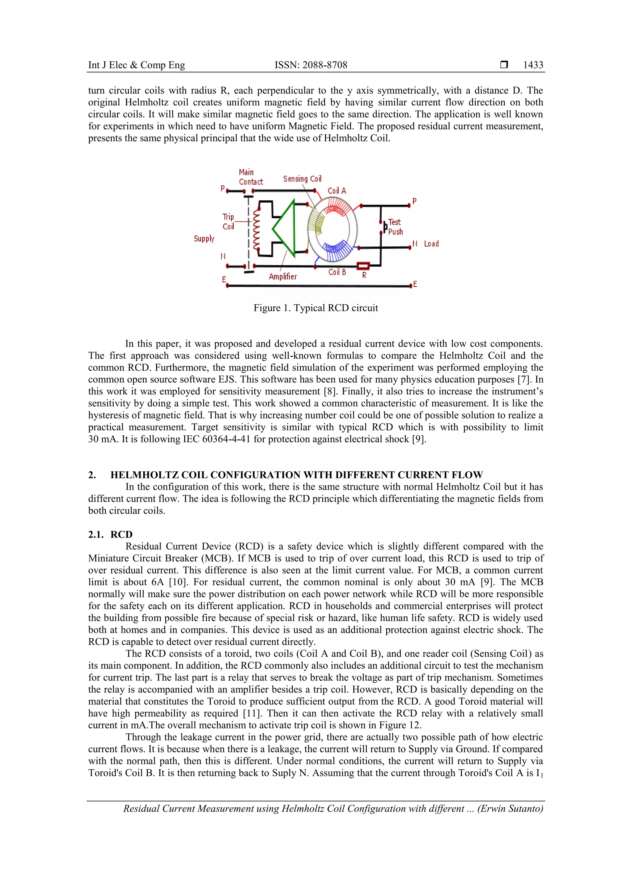 Residual Current Measurement using Helmholtz Coil Configuration with ...