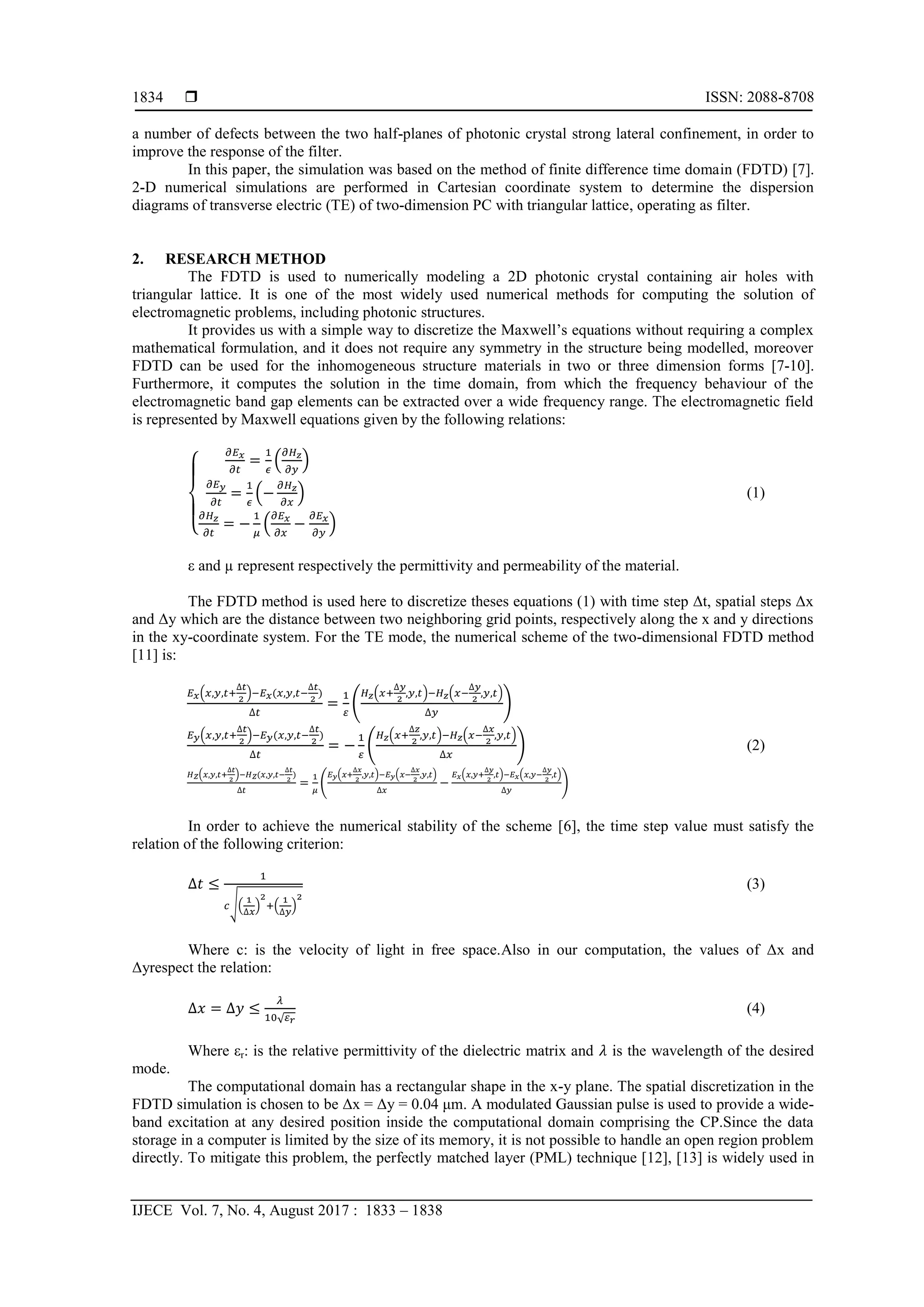 Design of a Selective Filter based on 2D Photonic Crystals Materials | PDF