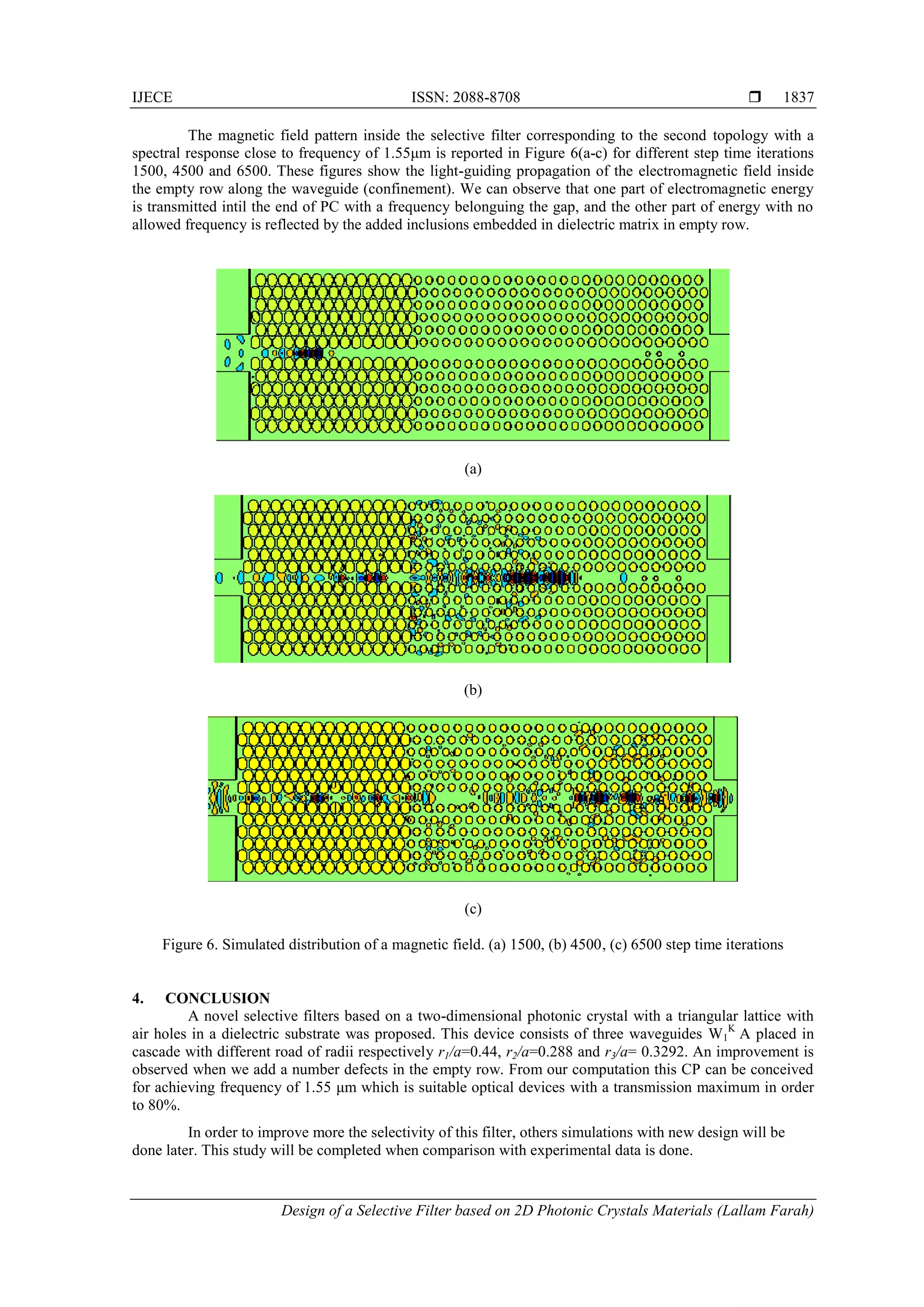 Design of a Selective Filter based on 2D Photonic Crystals Materials | PDF