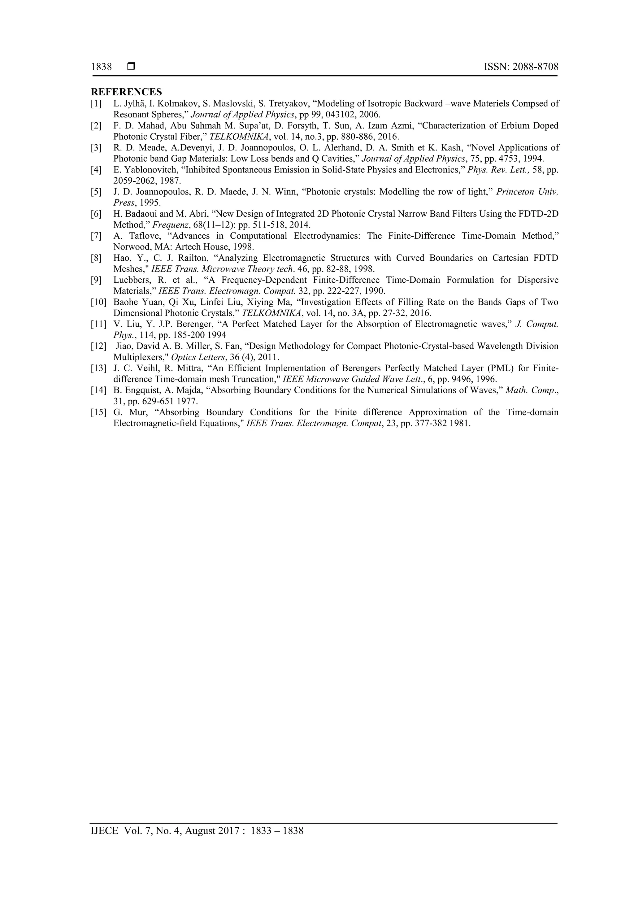 Design of a Selective Filter based on 2D Photonic Crystals Materials | PDF