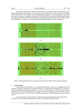 Design of a Selective Filter based on 2D Photonic Crystals Materials | PDF