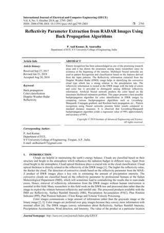 Reflectivity Parameter Extraction from RADAR Images Using Back Propagation Algorithms | PDF