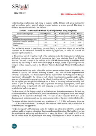 PSYCHOMETRIC PROPERTIES OF PSYCHOLOGICAL WELL-BEING FOR STUDENTS IN BOARDING SCHOOLS: A RASCH ...