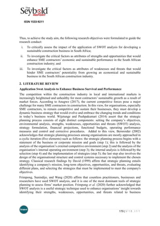 EVALUATION OF SWOT ANALYSIS AS A STRATEGIC BUSINESS TOOL TO ENHANCE ...