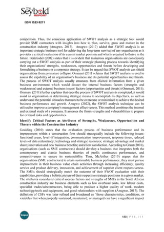 EVALUATION OF SWOT ANALYSIS AS A STRATEGIC BUSINESS TOOL TO ENHANCE ...