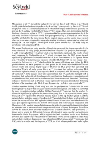 ANALYSIS OF D-DIMER VALUES IN POST-OPERATIVE PATIENTS OF MAJOR HIP AND ...