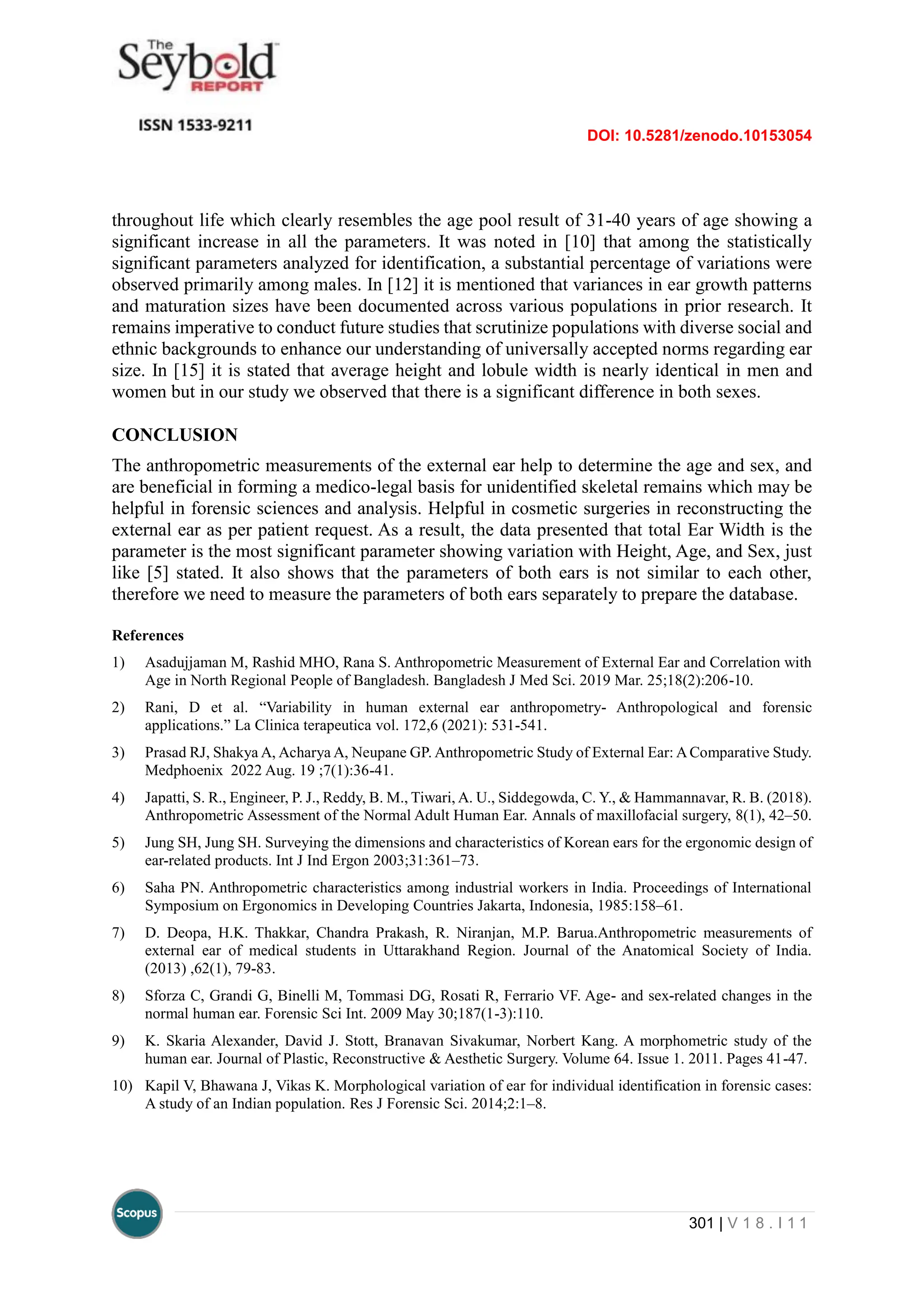 ANTHROPOMETRIC VARIATION OF EXTERNAL EAR AND ITS CORRELATION WITH AGE | PDF