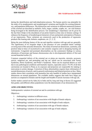 ANTHROPOMETRIC VARIATION OF EXTERNAL EAR AND ITS CORRELATION WITH AGE ...