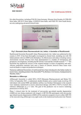 BIOSIMILARS IN OPHTHALMOLOGY: A REVIEW | PDF