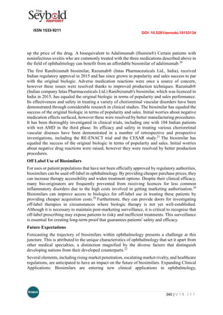 BIOSIMILARS IN OPHTHALMOLOGY: A REVIEW | PDF