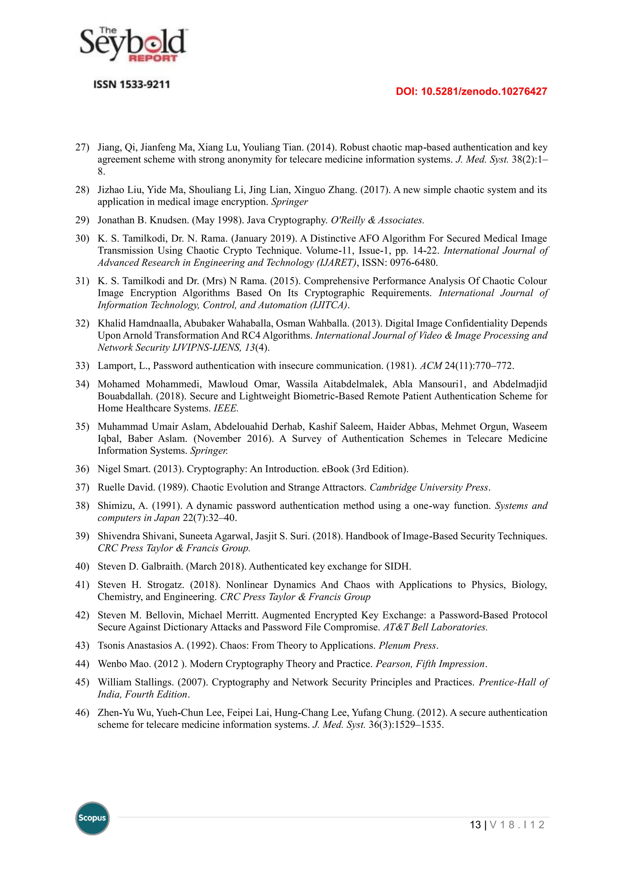 REMOTE ENTITY AUTHENTICATION USING CHAOTIC MAPS IN TELEMEDICINE (REACT ...