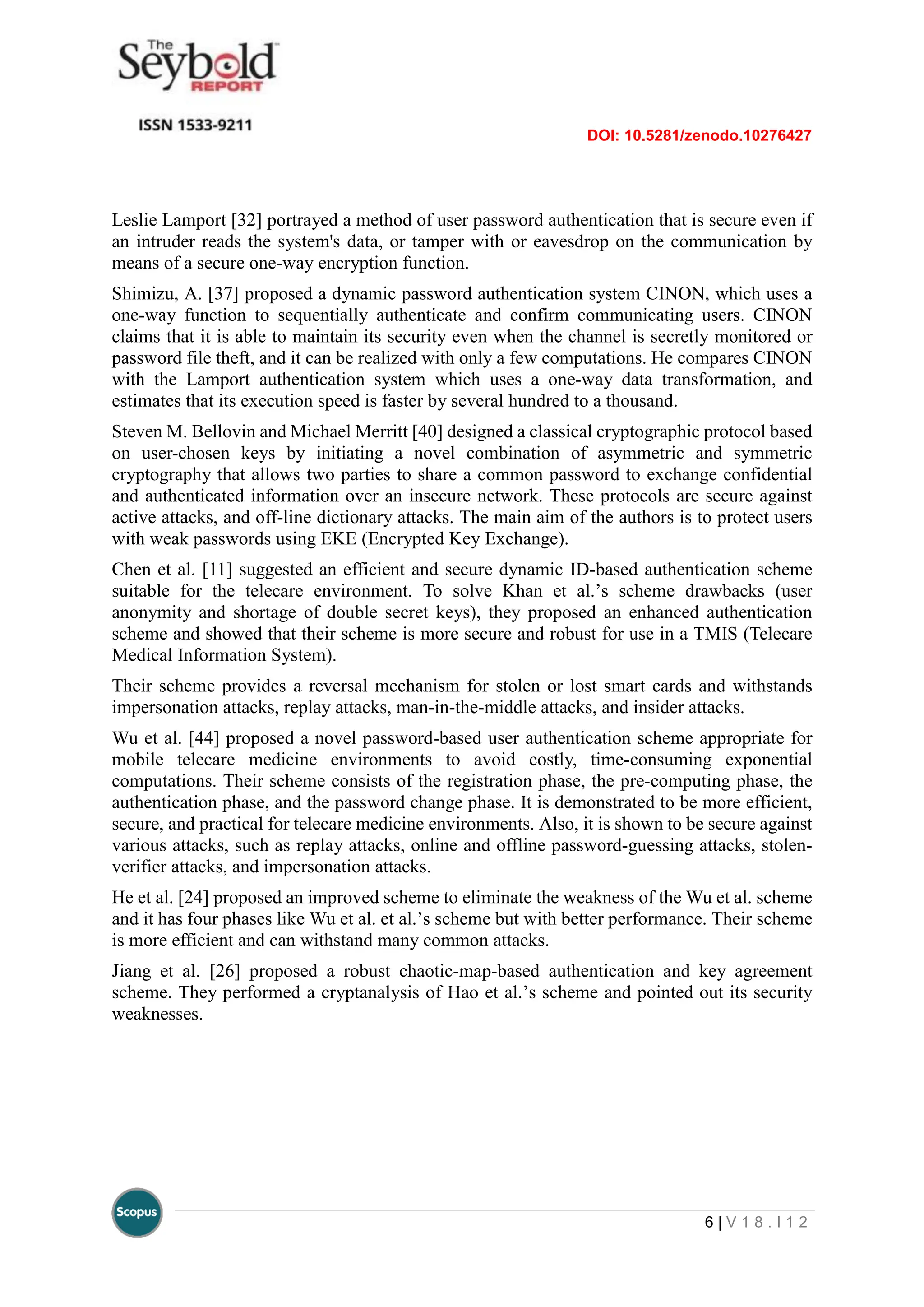 REMOTE ENTITY AUTHENTICATION USING CHAOTIC MAPS IN TELEMEDICINE (REACT) | PDF