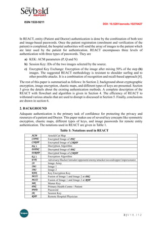 REMOTE ENTITY AUTHENTICATION USING CHAOTIC MAPS IN TELEMEDICINE (REACT) | PDF