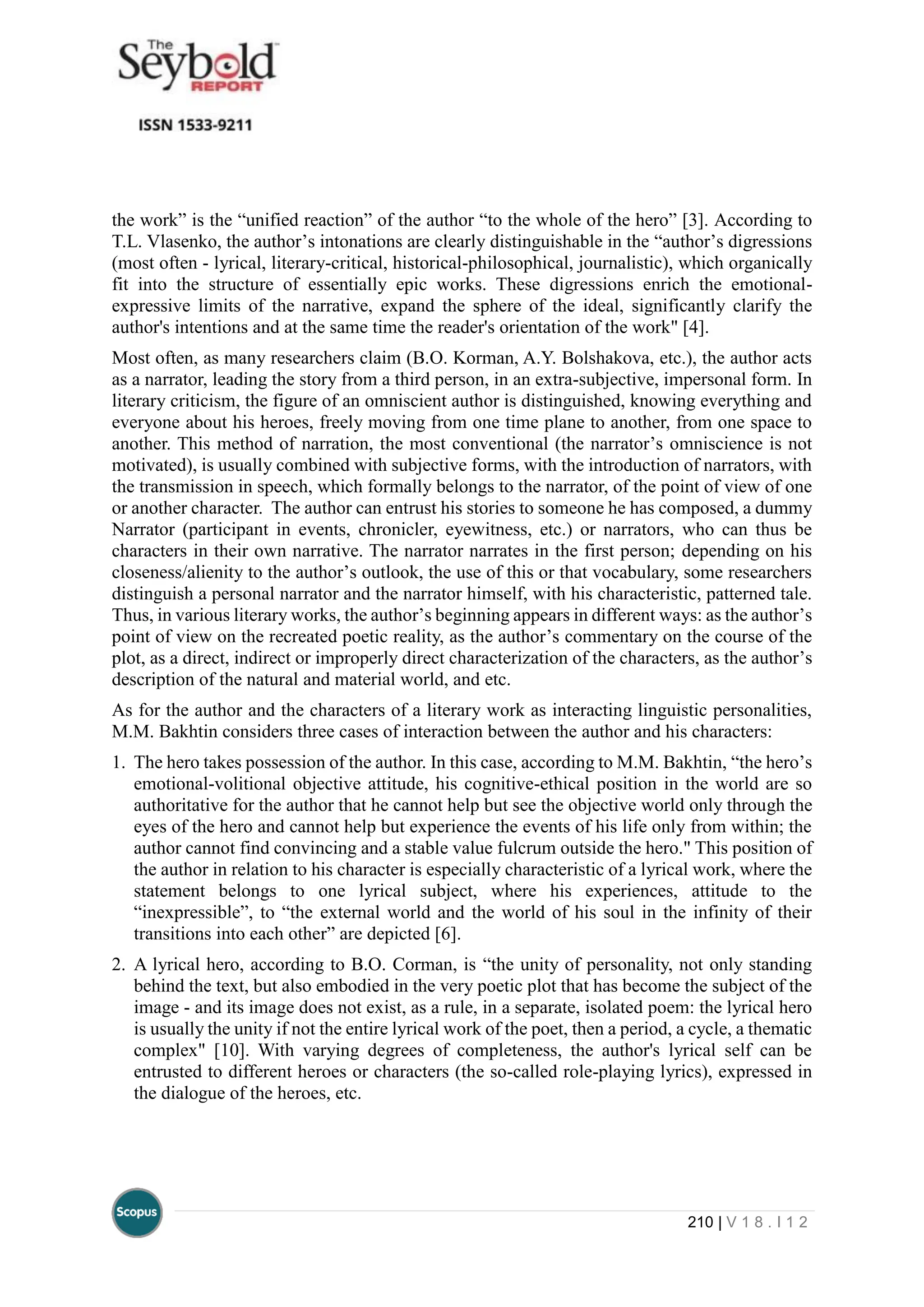 ARTISTIC CHARACTER AS A PERSONALITY MODEL: METHODS OF LINGUISTIC ...