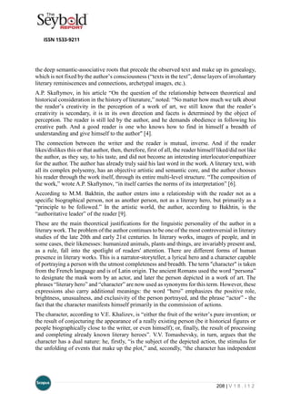 ARTISTIC CHARACTER AS A PERSONALITY MODEL: METHODS OF LINGUISTIC ...
