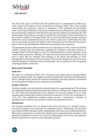 UNVEILING MEIOFAUNA DIVERSITY: A STUDY OF COMMUNITY STRUCTURE AND ...