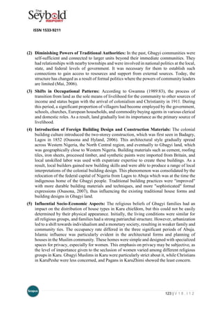 RESPONSE OF GBAGYI TRADITIONAL BUILDING PATTERN TO MODERN ARCHITECTURE ...