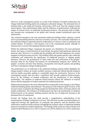 RESPONSE OF GBAGYI TRADITIONAL BUILDING PATTERN TO MODERN ARCHITECTURE ...