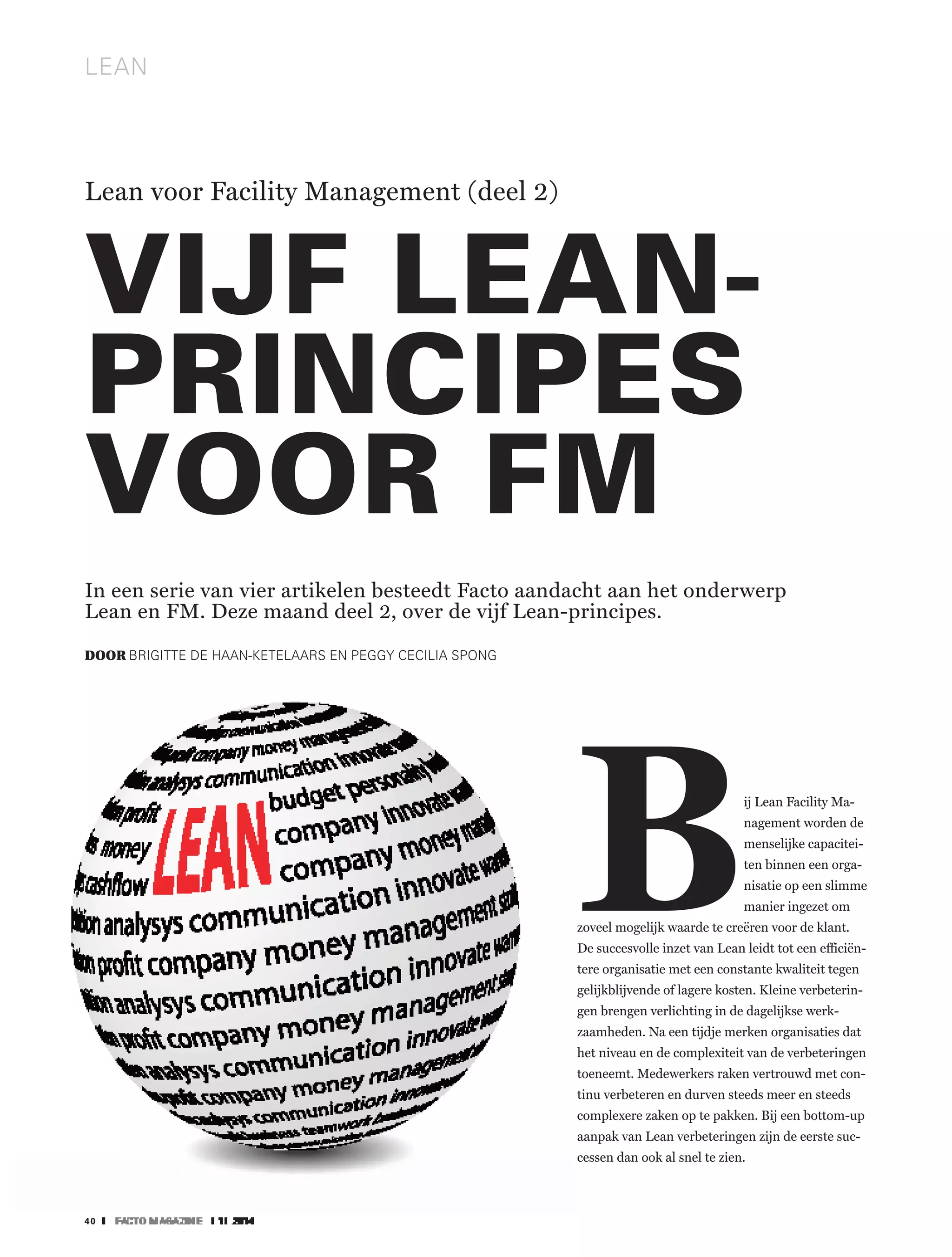 Lean voor Facility Management (deel 2) Vijf Lean Principes | PDF