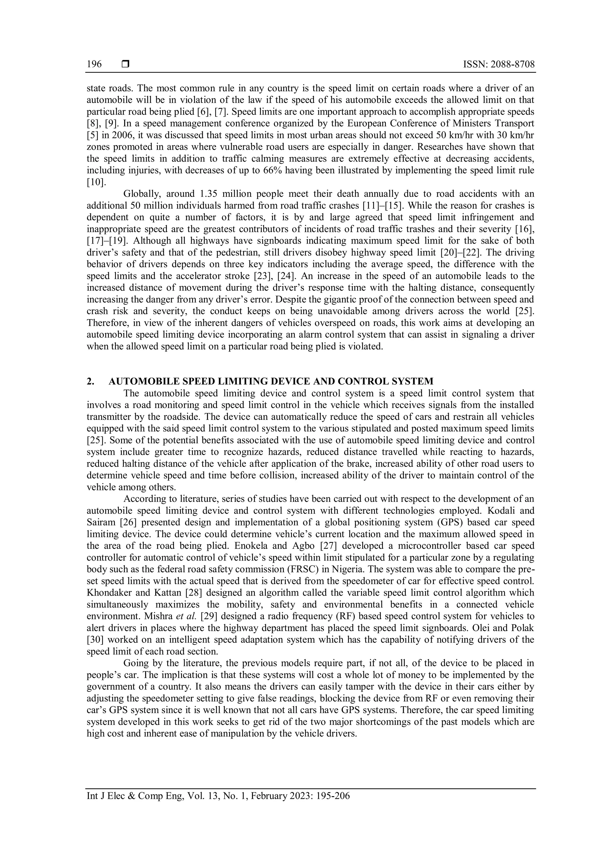 Development Of A Microcontroller Based Automobile Speed Limiting Device