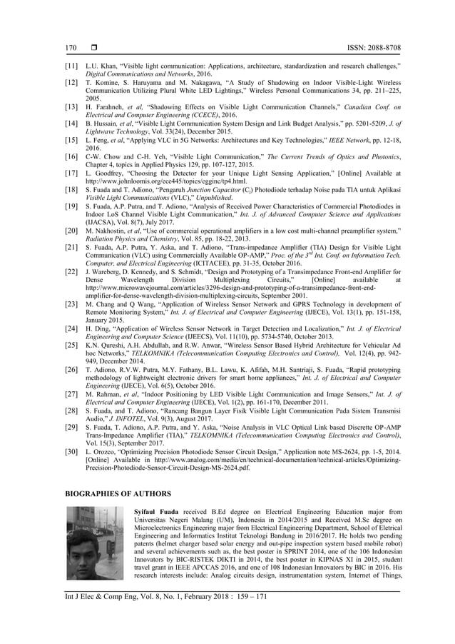 Noise Analysis of Trans-impedance Amplifier (TIA) in Variety Op Amp for use in Visible Light ...