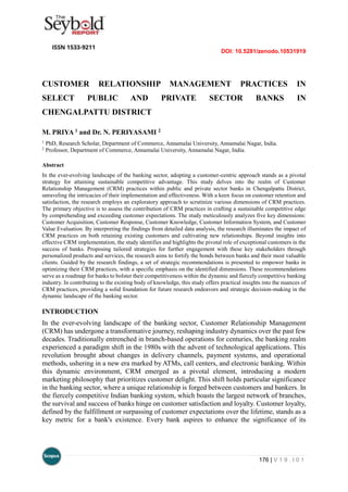CUSTOMER RELATIONSHIP MANAGEMENT PRACTICES IN SELECT PUBLIC AND PRIVATE ...