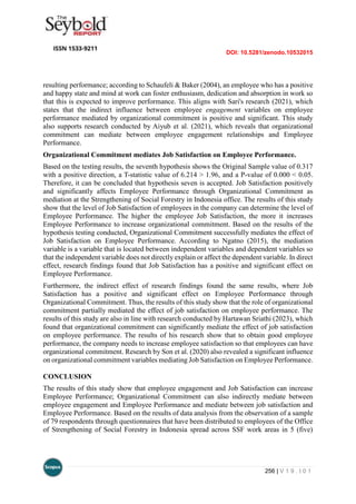 EXPLORING THE MEDIATING ROLE OF ORGANIZATIONAL COMMITMENT IN THE RELATIONSHIP BETWEEN EMPLOYEE ...