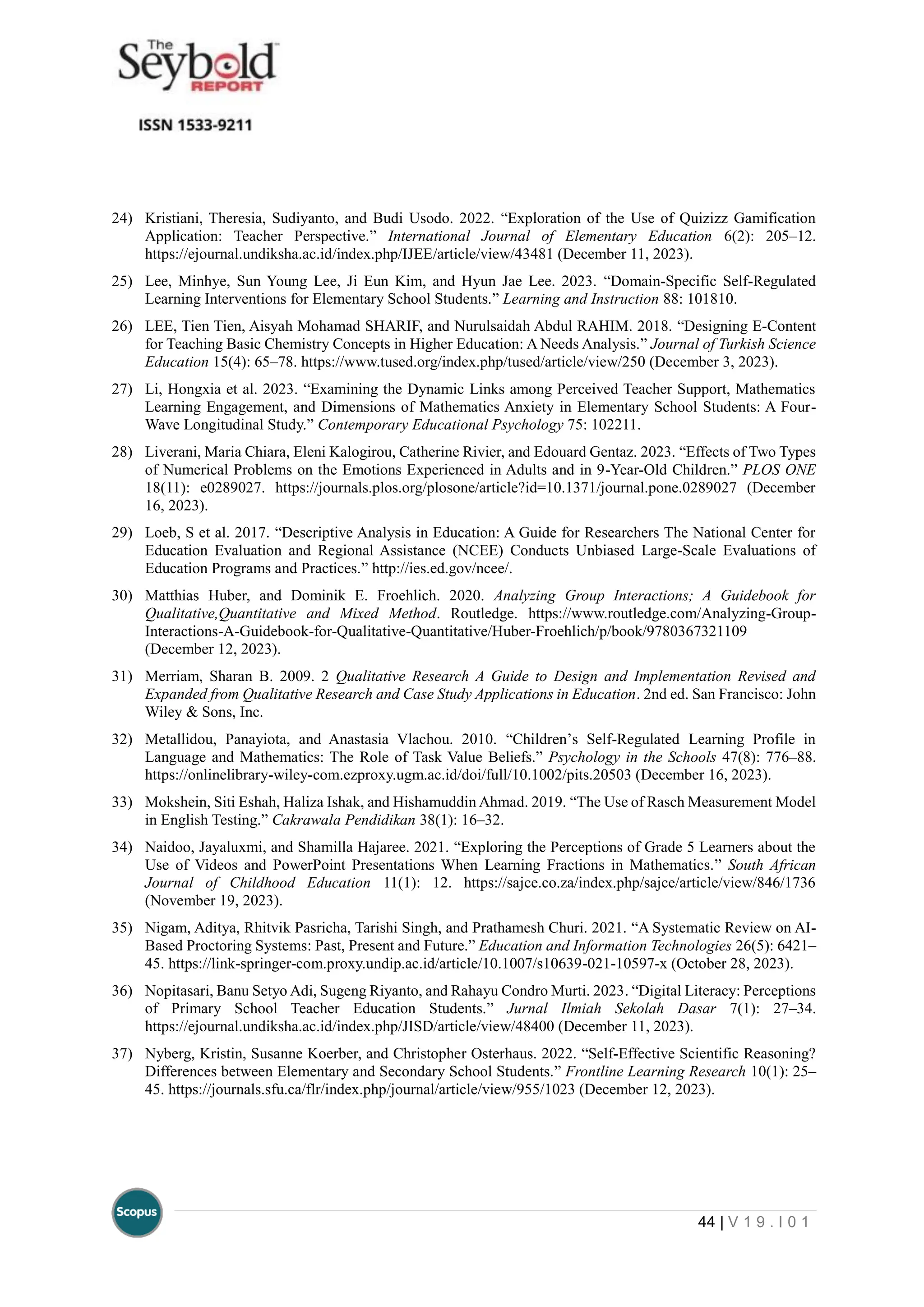 ELEMENTARY SCHOOL MATHEMATICS EDUCATION: ARE STUDENTS ENTHUSIASTIC ...