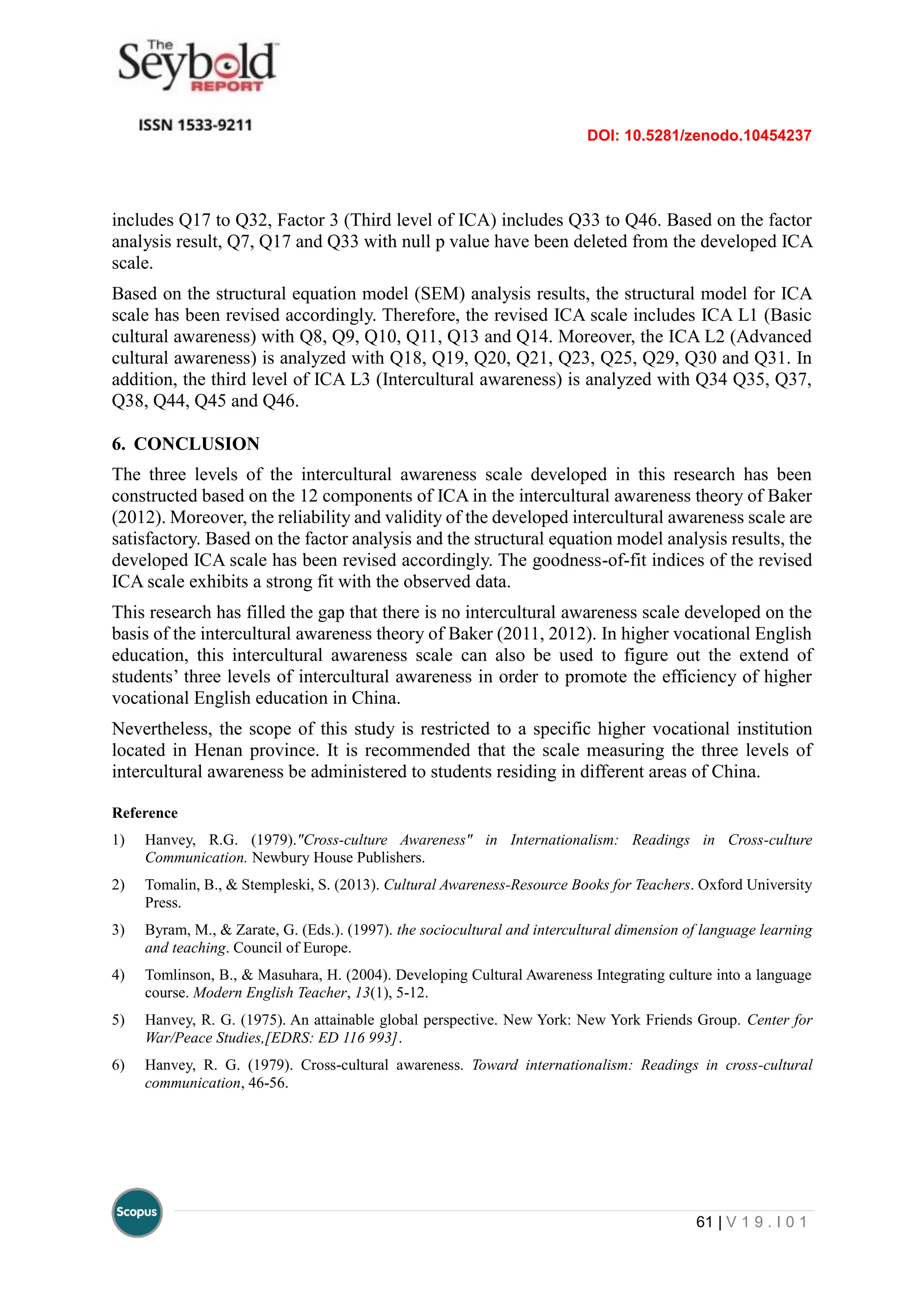 THE DEVELOPMENT AND VALIDATION OF SCALE FOR THE THREE LEVELS OF ...