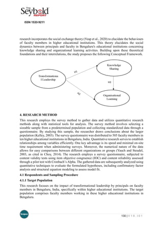 EXPLORING THE INFLUENCE OF PRINCIPALS' TRANSFORMATIONAL LEADERSHIP ON FACULTY KNOWLEDGE SHARING ...