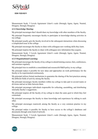 EXPLORING THE INFLUENCE OF PRINCIPALS' TRANSFORMATIONAL LEADERSHIP ON FACULTY KNOWLEDGE SHARING ...