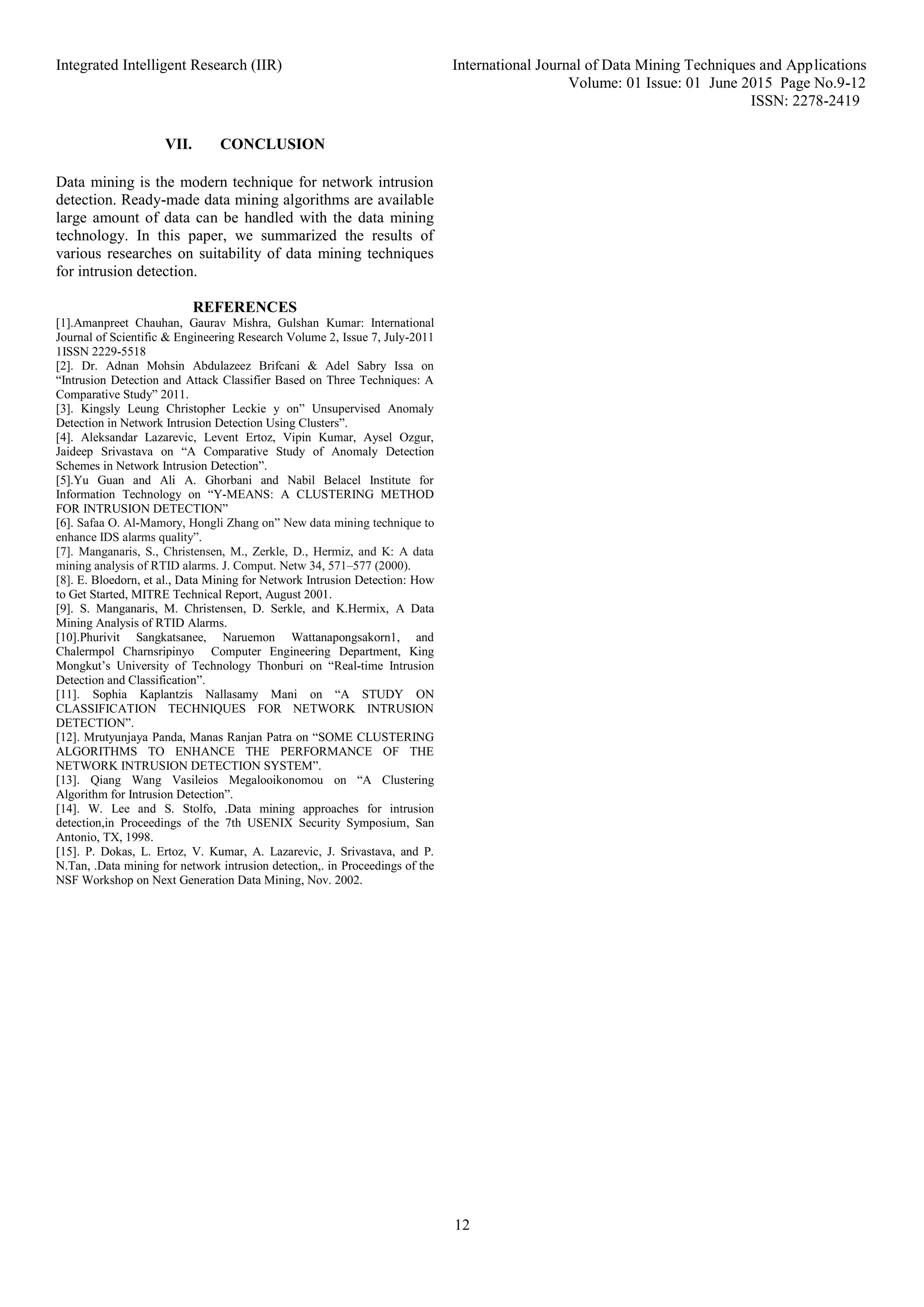 Study on Data Mining Suitability for Intrusion Detection System (IDS) | PDF