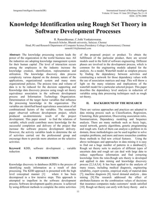 Knowledge Identification using Rough Set Theory in Software Development Processes | PDF
