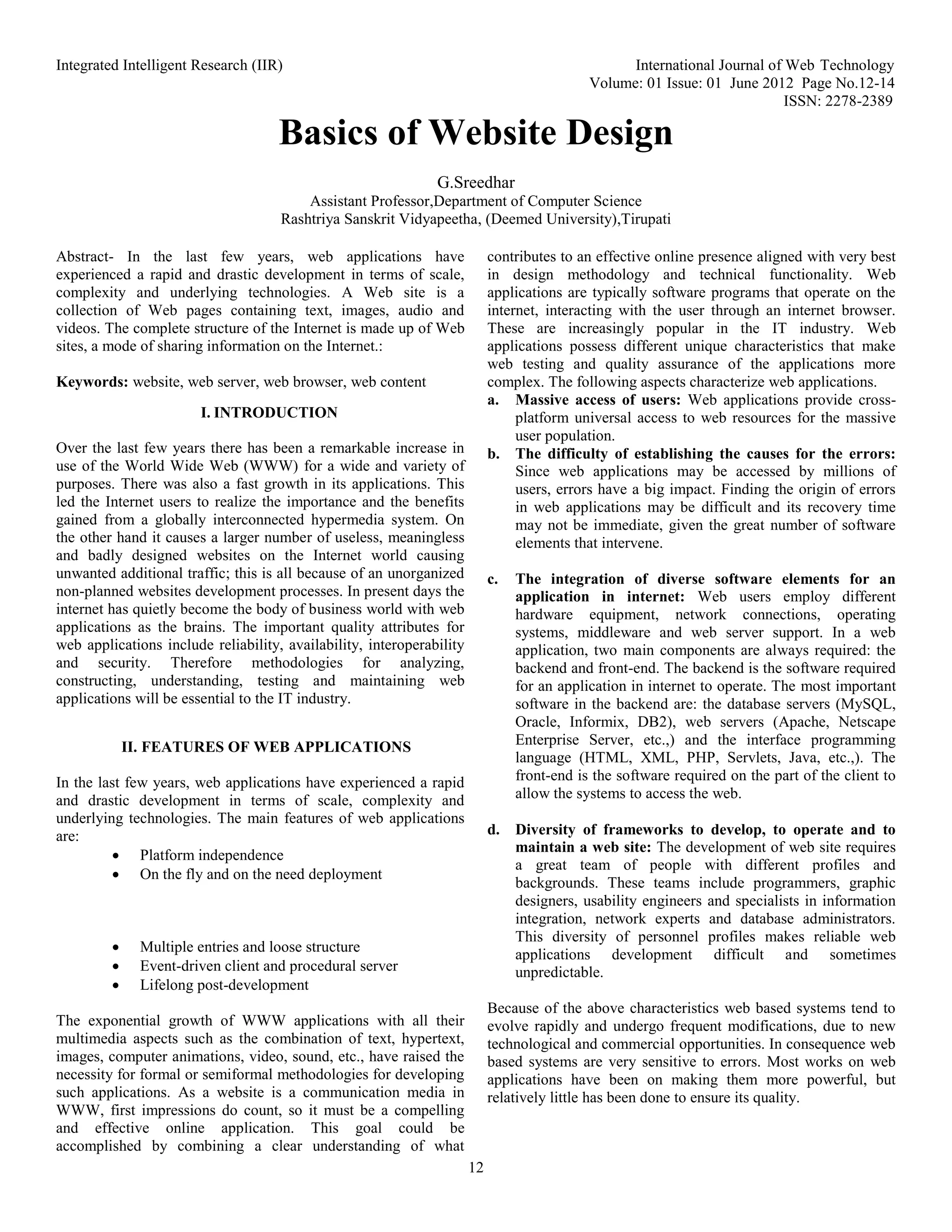 Basics of Website Design | DOCX | Web Design and HTML | Internet