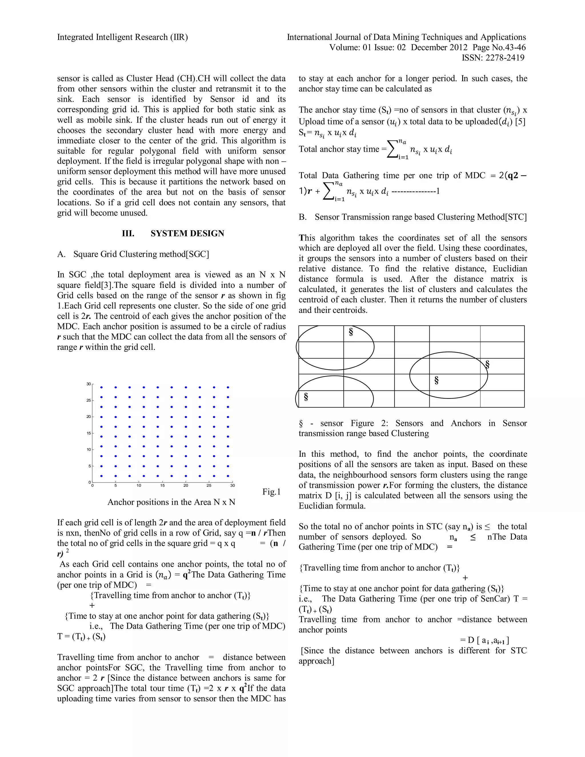 Anchor Positioning Using Sensor Transmission Range Based Clustering For Mobile Data Gathering In