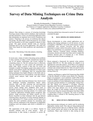 Survey of Data Mining Techniques on Crime Data Analysis | PDF