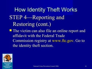 Identity Theft and Strategies for Crime Prevention | PPT